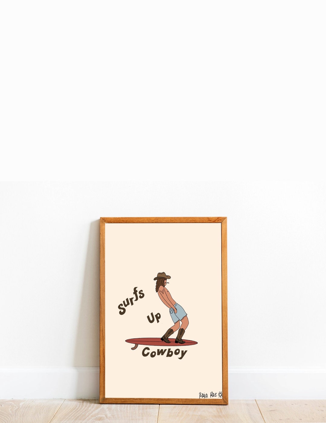 Surfs up Cowboy Western Art Print | Cowboy Art | Western | Coastal ...