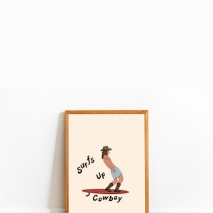 Surfs up Cowboy Western Art Print | Cowboy Art | Western | Coastal ...
