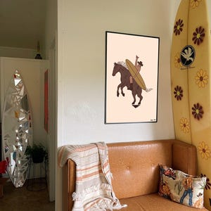 Surf 'n' Saddles Art Print | Coastal Cowboy Art | Surfing Cowboy ...