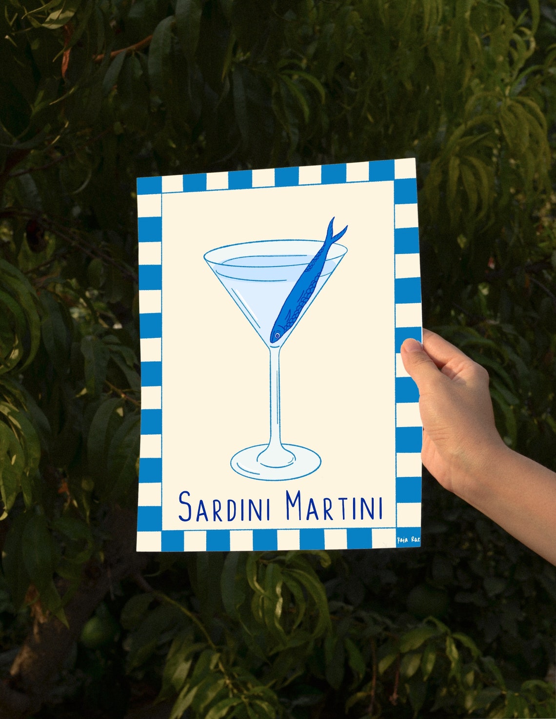 Sardini Martini Cocktail Print: Funky Bar Cart Art - Etsy