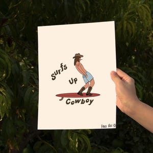 Surfs up Cowboy Western Digital Art Print | Cowboy Art | Surfer ...