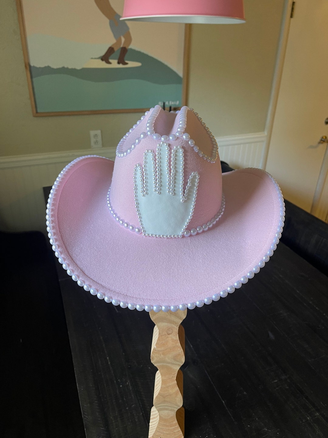 Pearl Hand Pink Western Hat Cowgirl Hat Cowboy Hat Pearl Hat Handmade ...