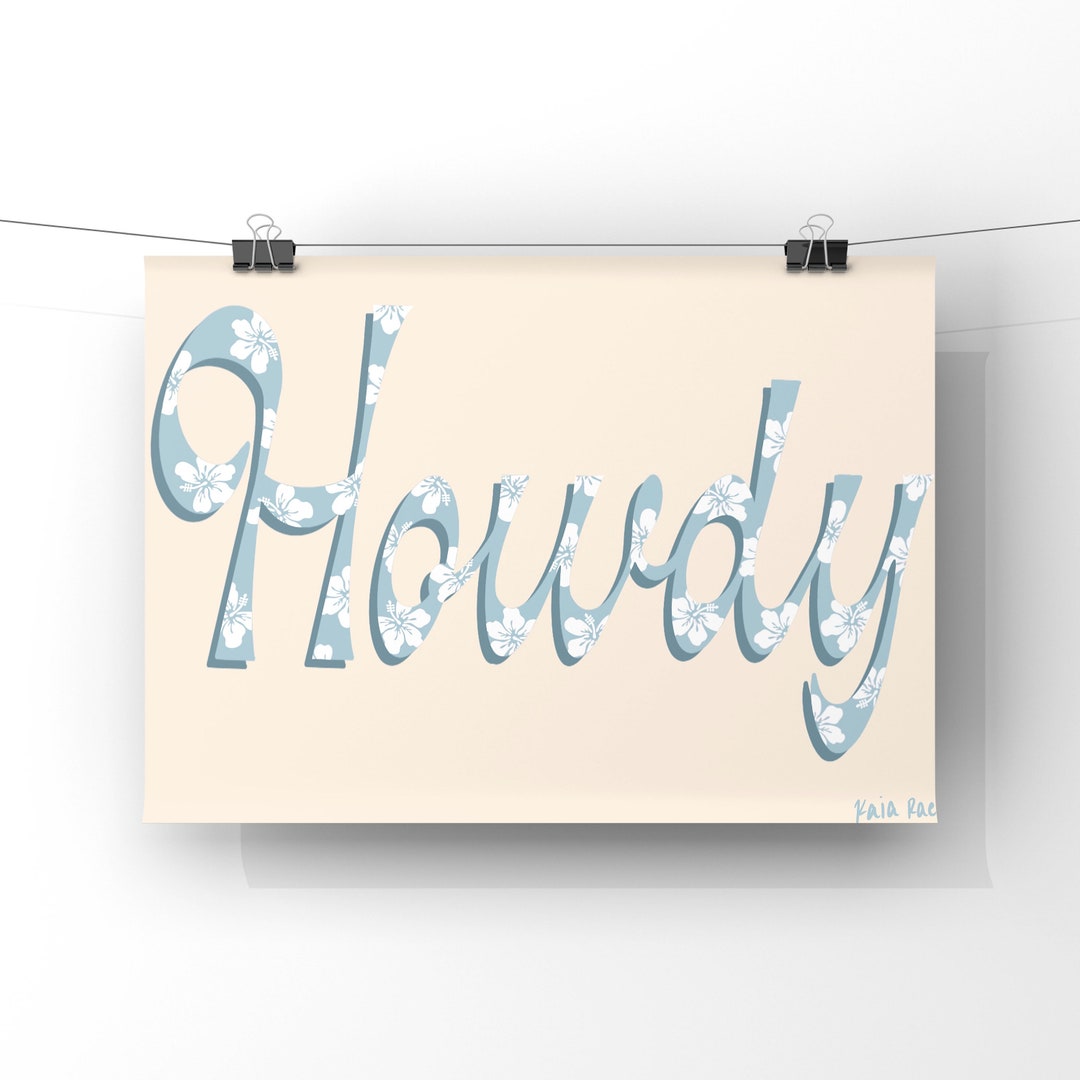 Howdy Floral Word Digital Art Print | Hibiscus Flower | Word Art ...