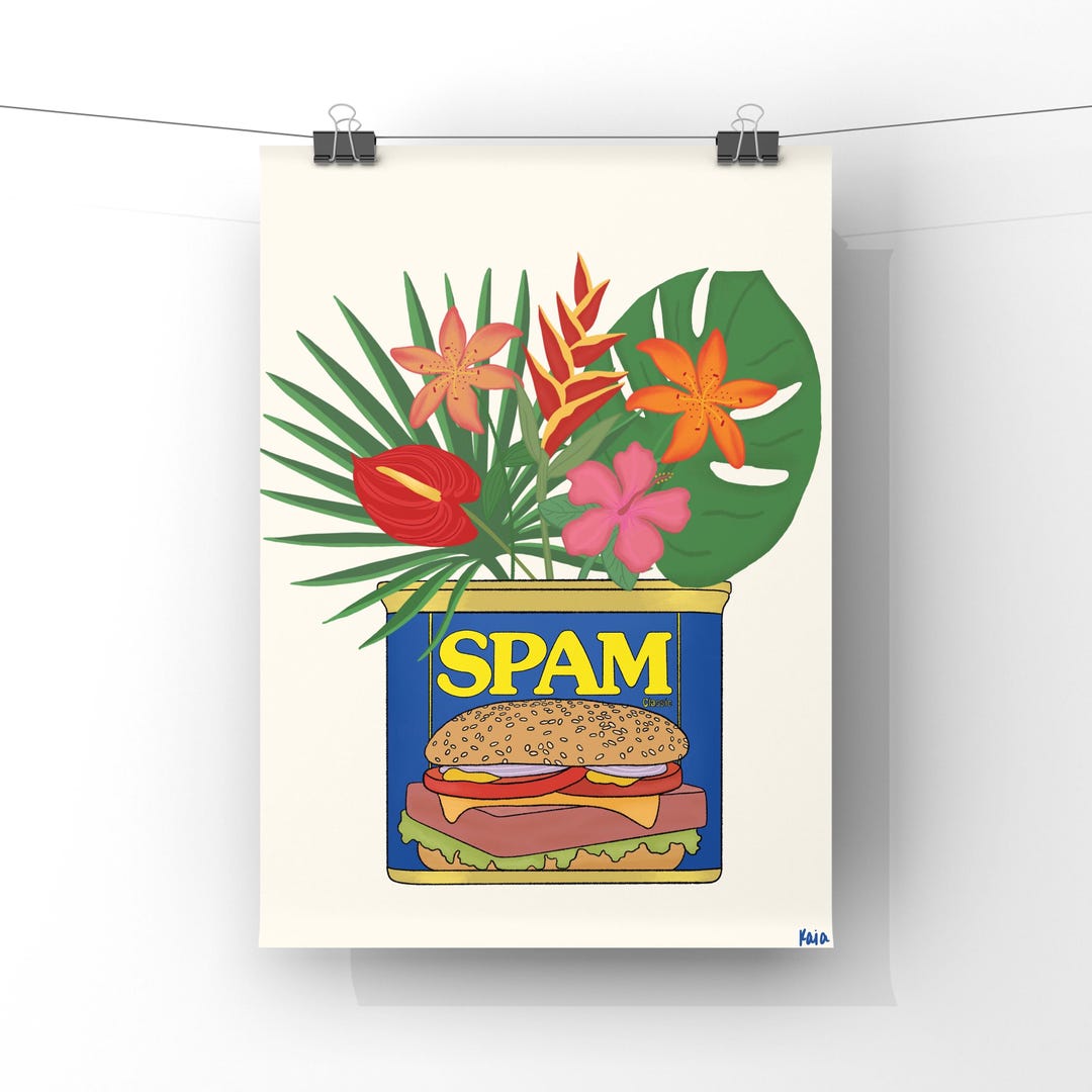 Spam Can Tropical Flowers Art Print | Digital Art Download - Etsy