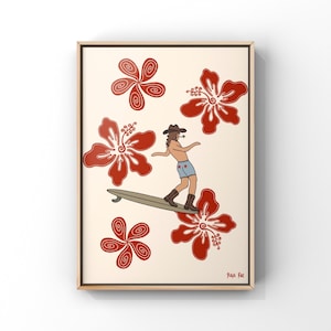 Wave Dancer Cowboy Surfing Art Print: Groovy Floral Western Decor - Etsy