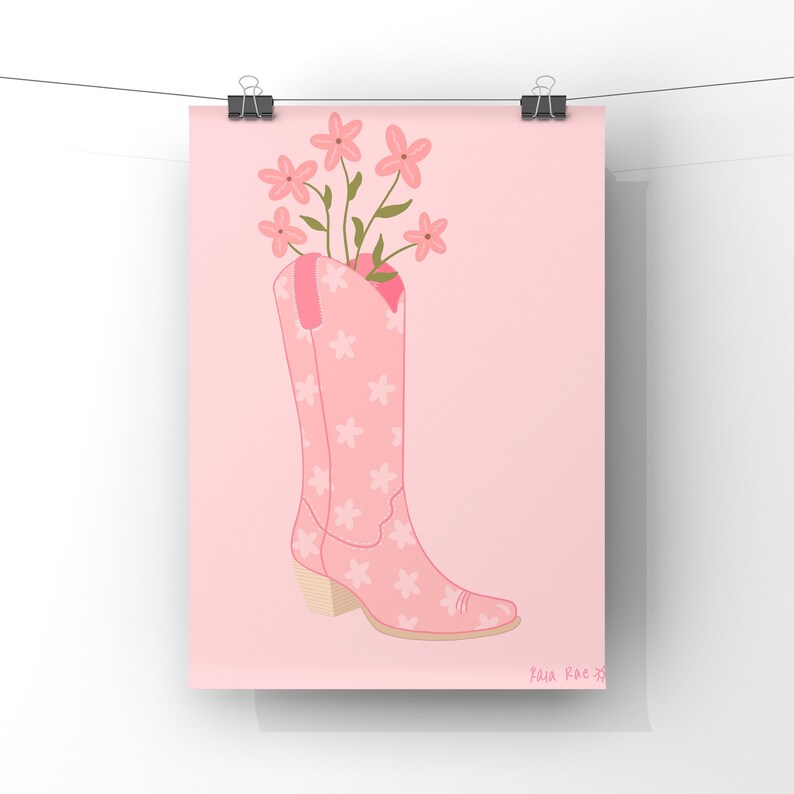 Pink Boot Flower Vase Digital Download Western Boot Art - Etsy
