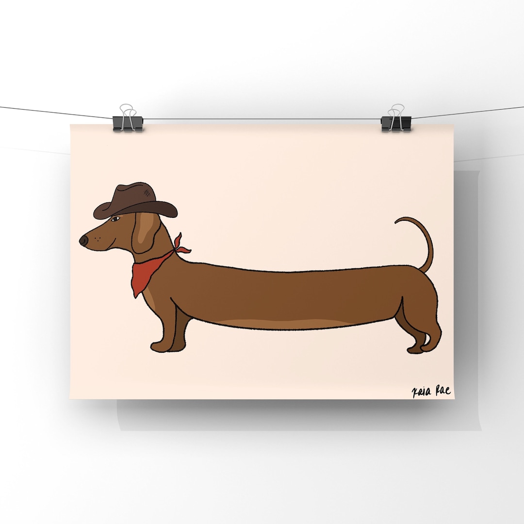 Cowboy Dachshund Art Print: Weenie Cowdog Western Decor (digital ...