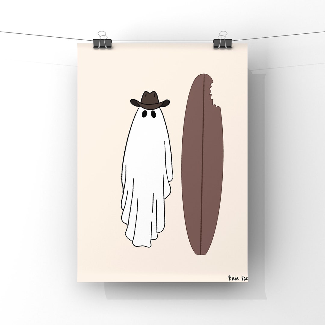 Ghost Cowboy Surf Art Print: Spooky Western Halloween (digital Download ...