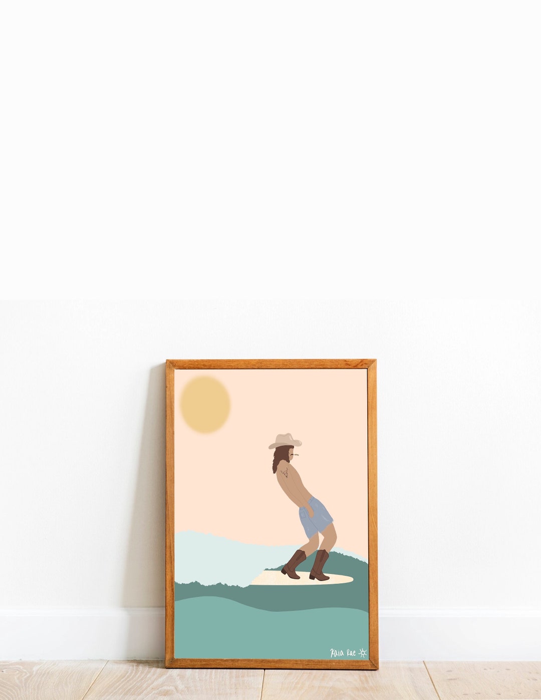Surf Cowboy Art Print |surf Wall Art Prints | Beach Prints | Ocean ...