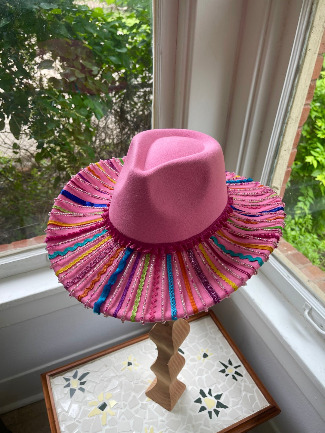 Funky Pink Circus Western Hat Beaded Cowgirl Hat Cowboy - Etsy