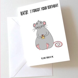 Rats I Forgot Your Birthday Printable Card | Print at Home Birthday ...