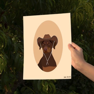 Cowgirl Doberman Art Print: Western Dog With Cowboy Hat - Etsy
