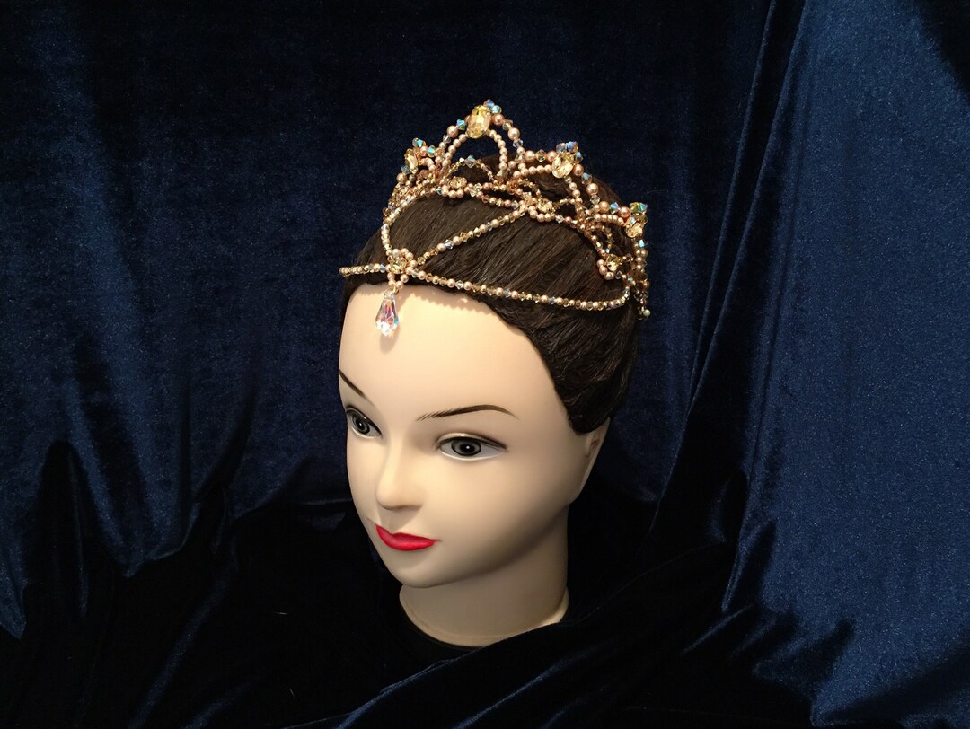 Peach Gold Ballet Tiara, Ballet Tiara, Professional Ballet Headpiece ...