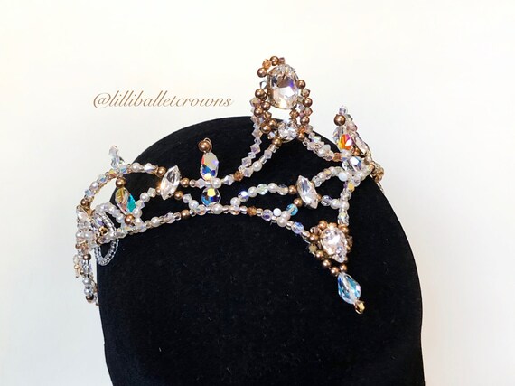 GAMZATTI tiara Nikiya Ballet Tiara Bronze White and Crystal | Etsy