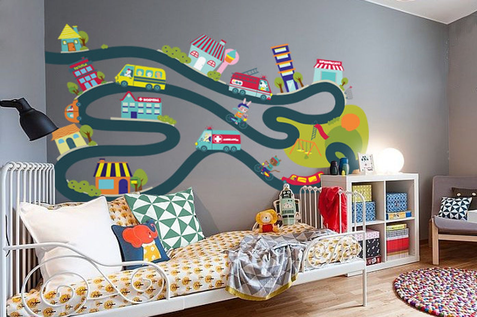 PRINTABLE, City Map, Street Map, Children's Illustration, Boy's Room ...