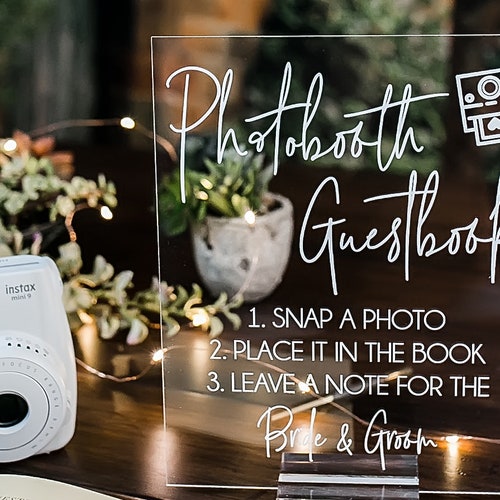 Photobooth Guestbook Snap It Stick It Sign It Clear Glass Look - Etsy