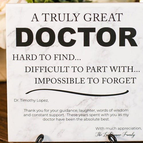 Doctor Thank You Appreciation Plaque With Stand M.D. - Etsy