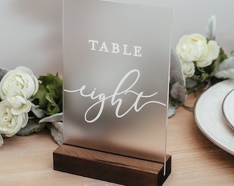 Clear Glass Look Acrylic Table Number Sign With Stands, Perspex Modern ...