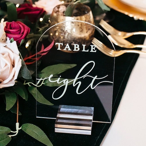 Clear Glass Look Acrylic Table Number Sign With Stands - Etsy