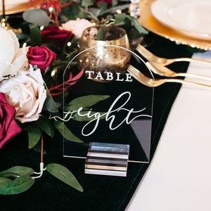 Clear or Frosted ARCH Acrylic Table Number Sign With Stands, Perspex ...