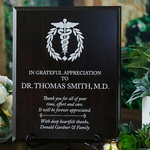 Doctor Thank You Appreciation Plaque With Stand, M.D. Recognition Gift ...