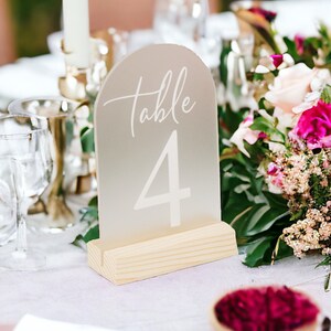 ARCH Frosted Acrylic Wedding Table Number Sign With Stands, Perspex Modern Calligraphy Table ...