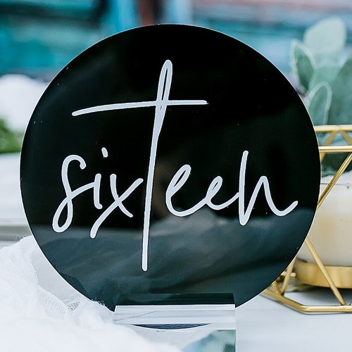 Round Acrylic Table Number Sign With Stands Clear Glass Look | Etsy