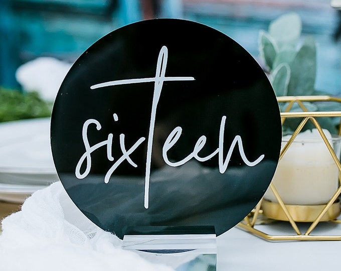 Round Acrylic Table Number Sign With Stands Clear Glass Look - Etsy