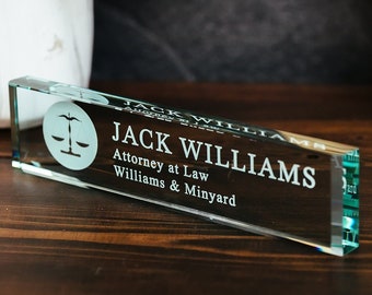 Attorney Office Desk Name Plate, Clear JD Judge Nameplate, Lawyer ...