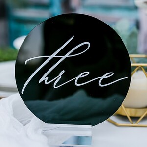 Round Acrylic Table Number Sign With Stands, Clear Glass Look Perspex ...