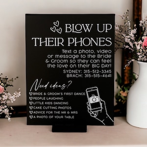 Blow up Their Phones Wedding Table Sign Text or Video Bride and Groom ...