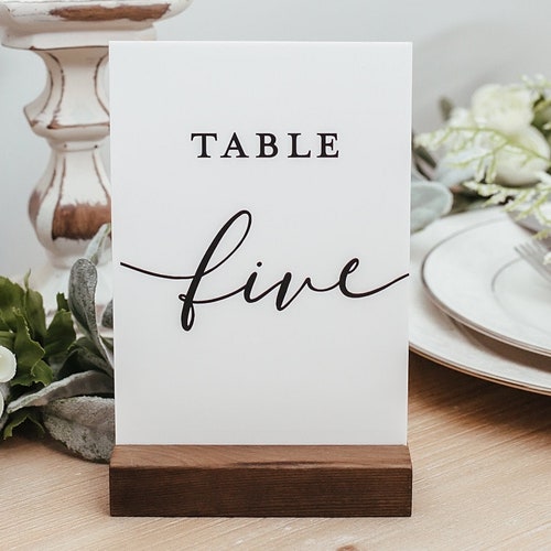 Clear Glass Look Acrylic Table Number Sign With Stands - Etsy