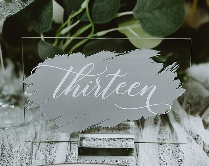 Clear Glass Look Acrylic Table Number Sign With Stands - Etsy