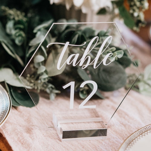 FROSTED Glass Look Acrylic Table Number Sign With Stands - Etsy