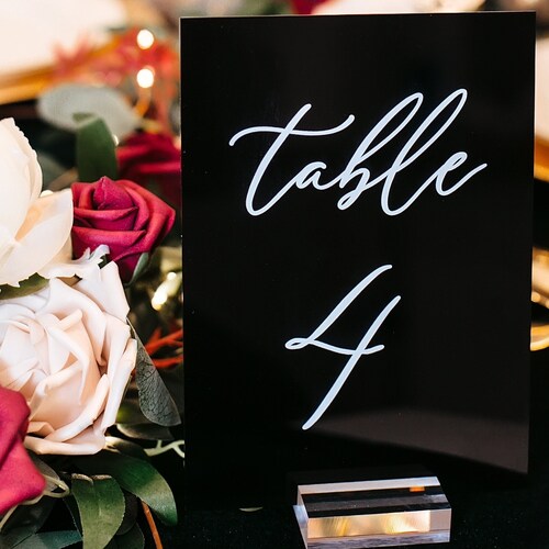 Clear Glass Look Acrylic Table Number Sign With Stands - Etsy