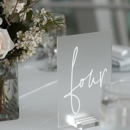 FROSTED Glass Look Acrylic Table Number Sign With Stands - Etsy