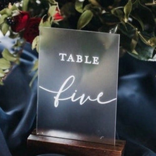 Clear Glass Look Acrylic Table Number Sign With Stands - Etsy