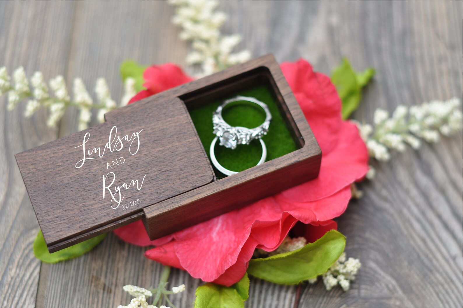 Walnut Wood Small Ring Box Wedding Ring Bearer Box USB Box | Etsy