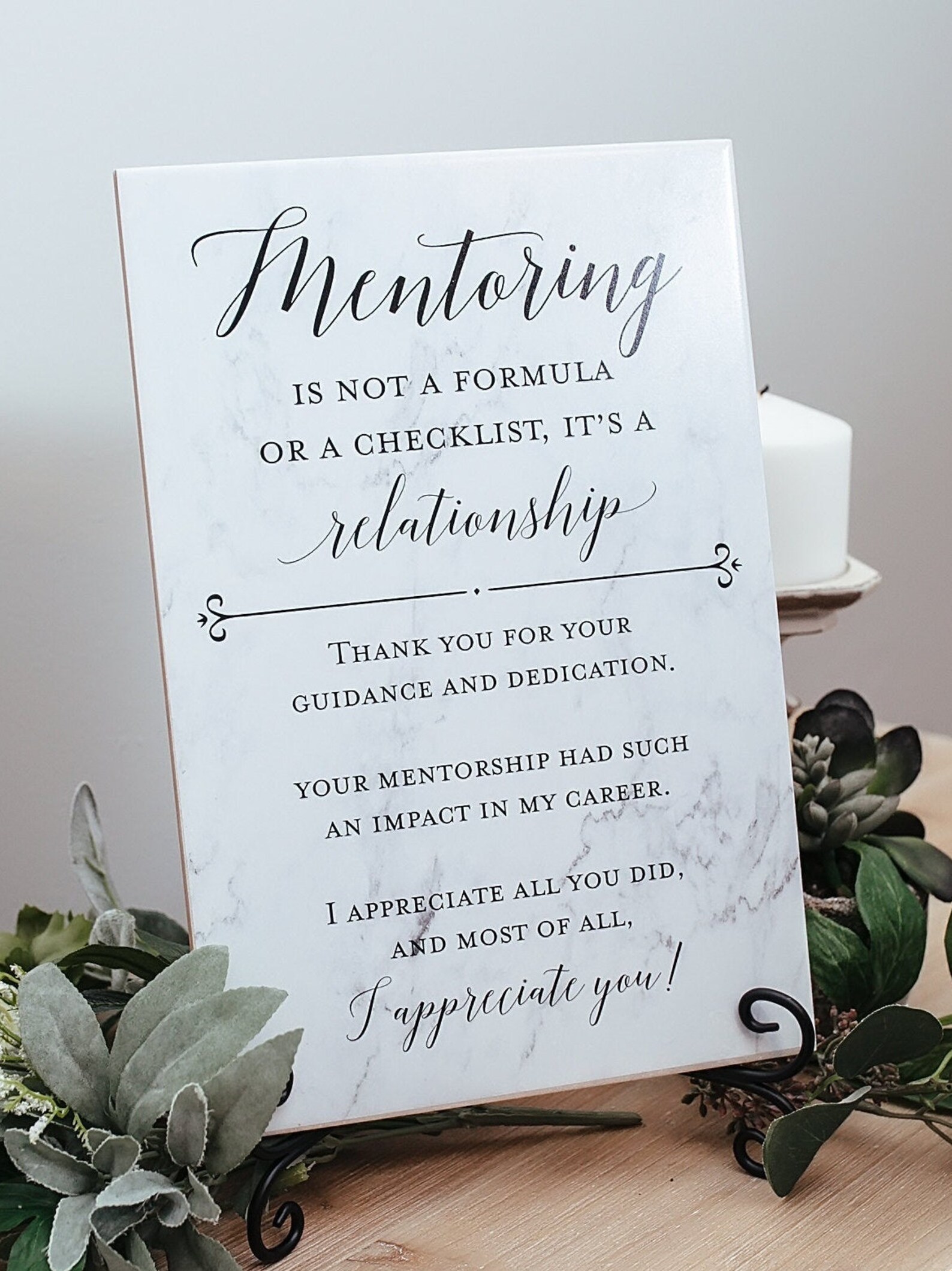 Marble Mentor Plaque With Stand Thank You Mentor Sign Custom | Etsy