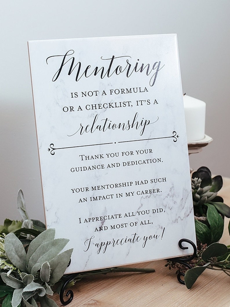 Marble Mentor Plaque With Stand Thank You Mentor Sign Custom | Etsy