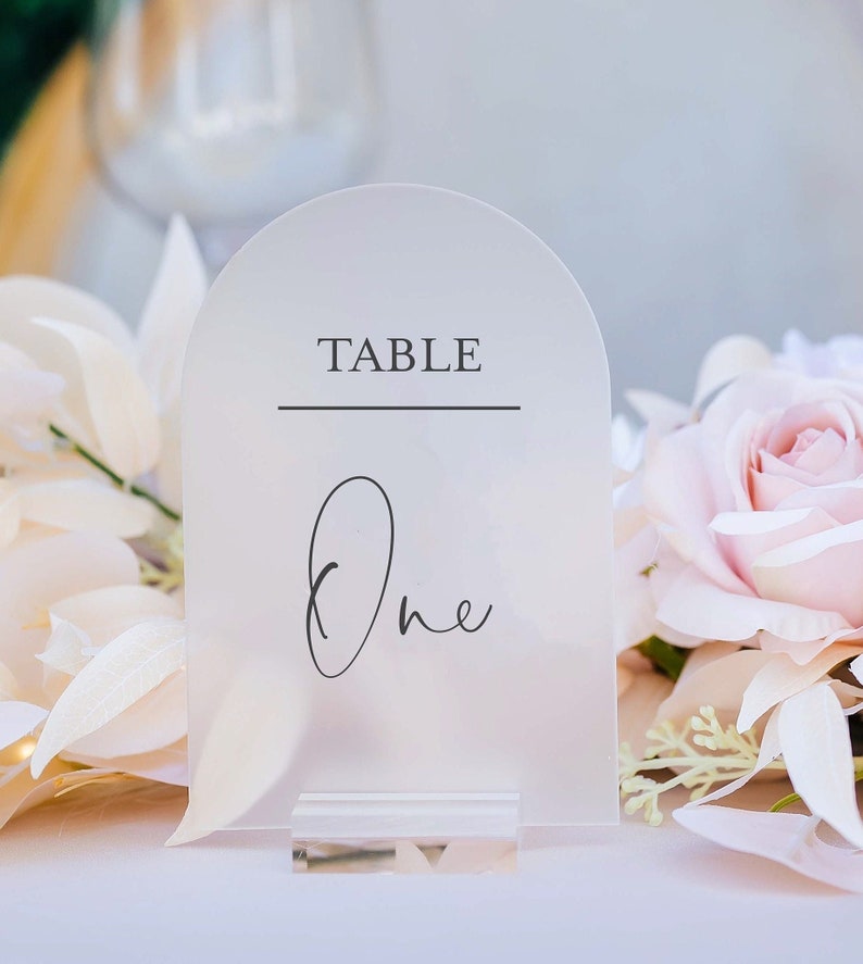 Clear or Frosted ARCH Acrylic Table Number Sign With Stands - Etsy