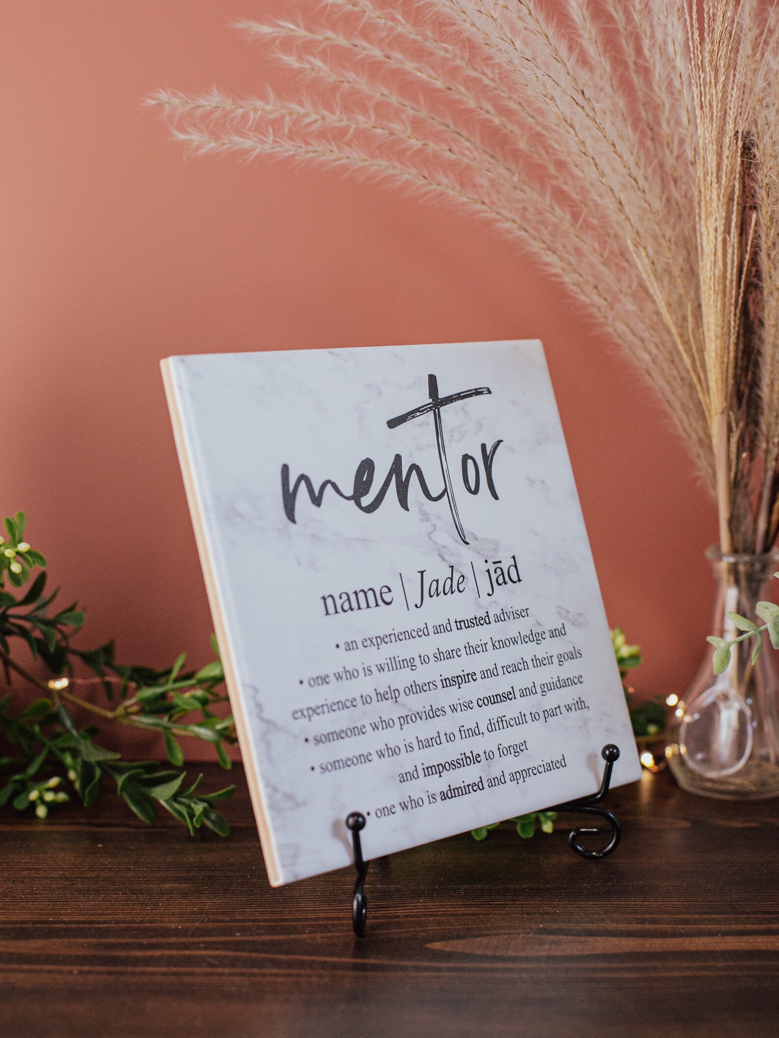 Marble Mentor Plaque With Stand, Thank You Mentor Sign, Custom Boss Appreciation for Retirement ...