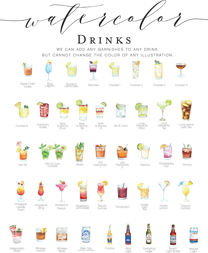 ARCH Frosted Bar Menu Signature Cocktails Custom Clear Glass - Etsy