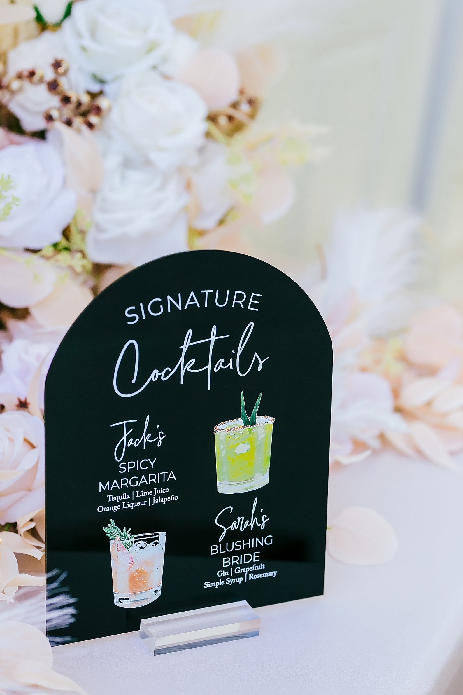 ARCH Frosted Bar Menu Signature Cocktails Custom Clear Glass - Etsy