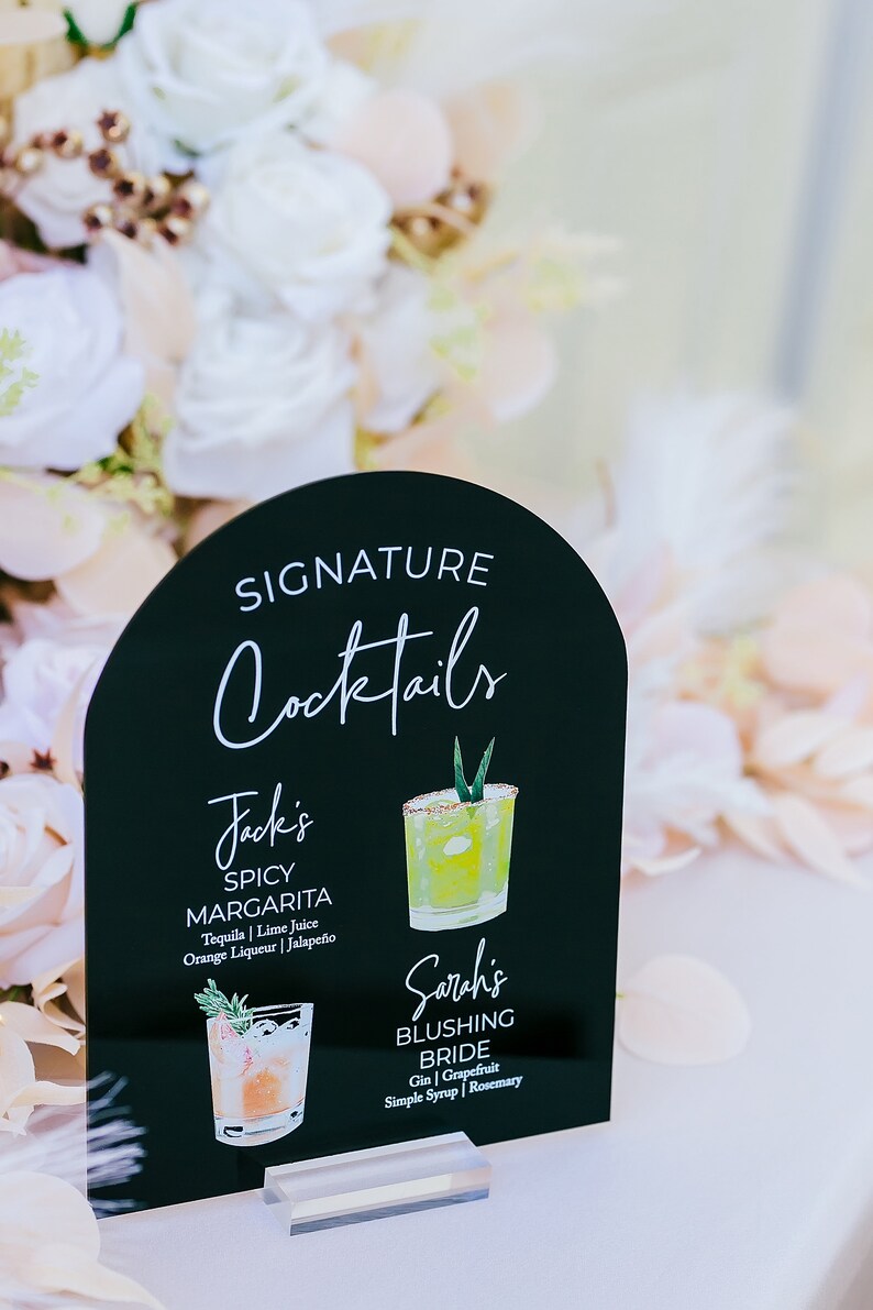 ARCH Frosted Bar Menu Signature Cocktails Custom Clear Glass - Etsy