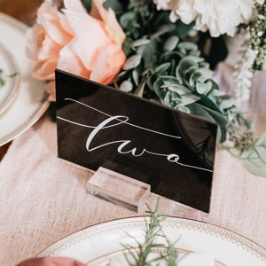 Clear Glass Look Acrylic Table Number Sign With Stands, Perspex Modern ...