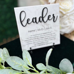 3D Marble Great Leader Definition Plaque With Stand, Thank You Mentor Sign, Boss Retirement ...