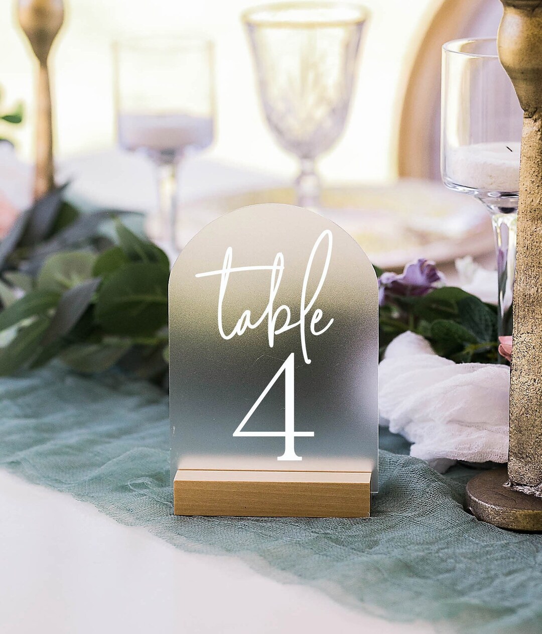 Black, White, Clear Frosted ARCH Acrylic Table Number Sign With Stands ...