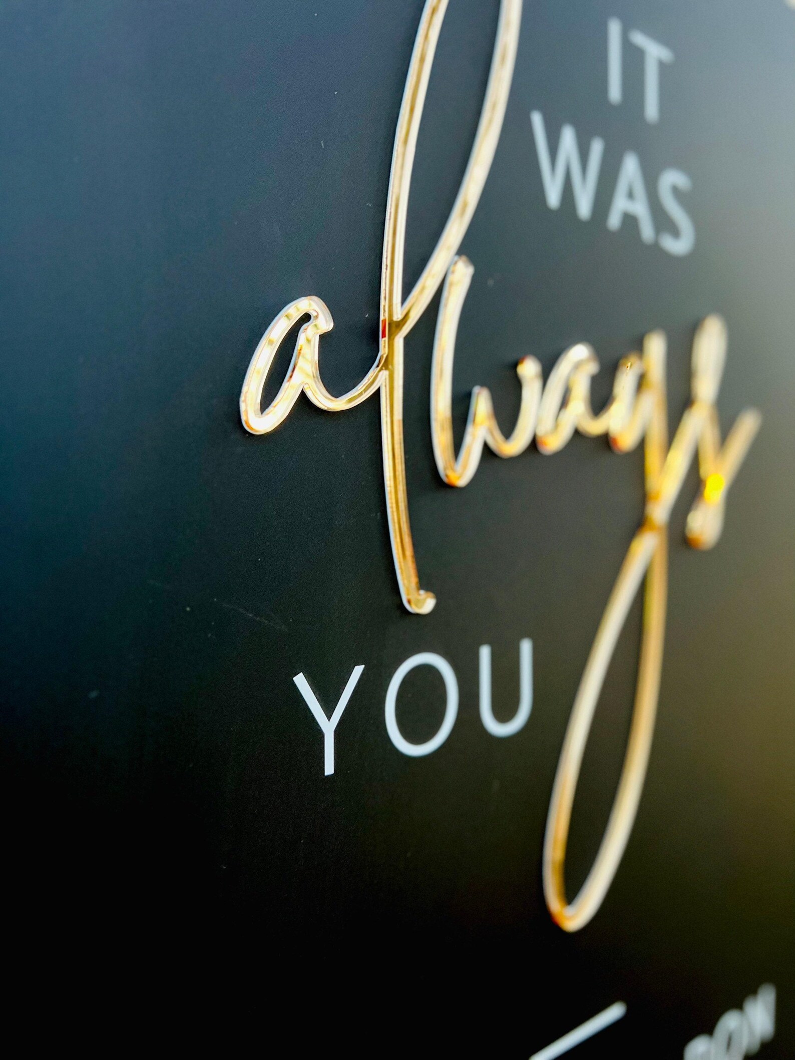 3D Mirror Gold Foil It Was Always You Matte Black Wedding Acrylic ...
