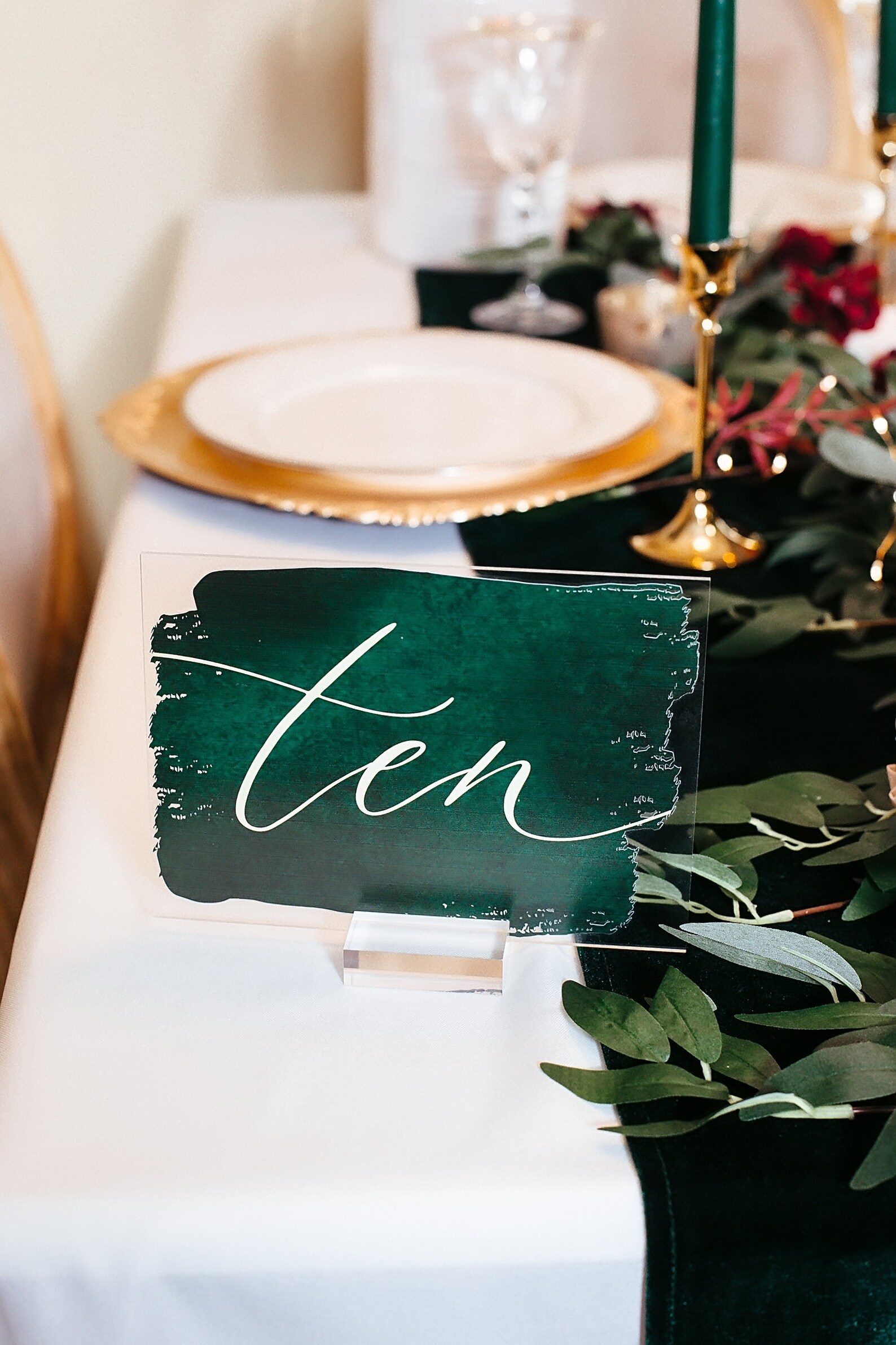 Burgundy or Emerald Green Watercolor Acrylic Table Number Sign - Etsy